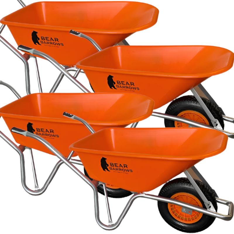 Bear Barrows 110L Orange Construction Wheelbarrow (Pack of 4) – Toolman ...